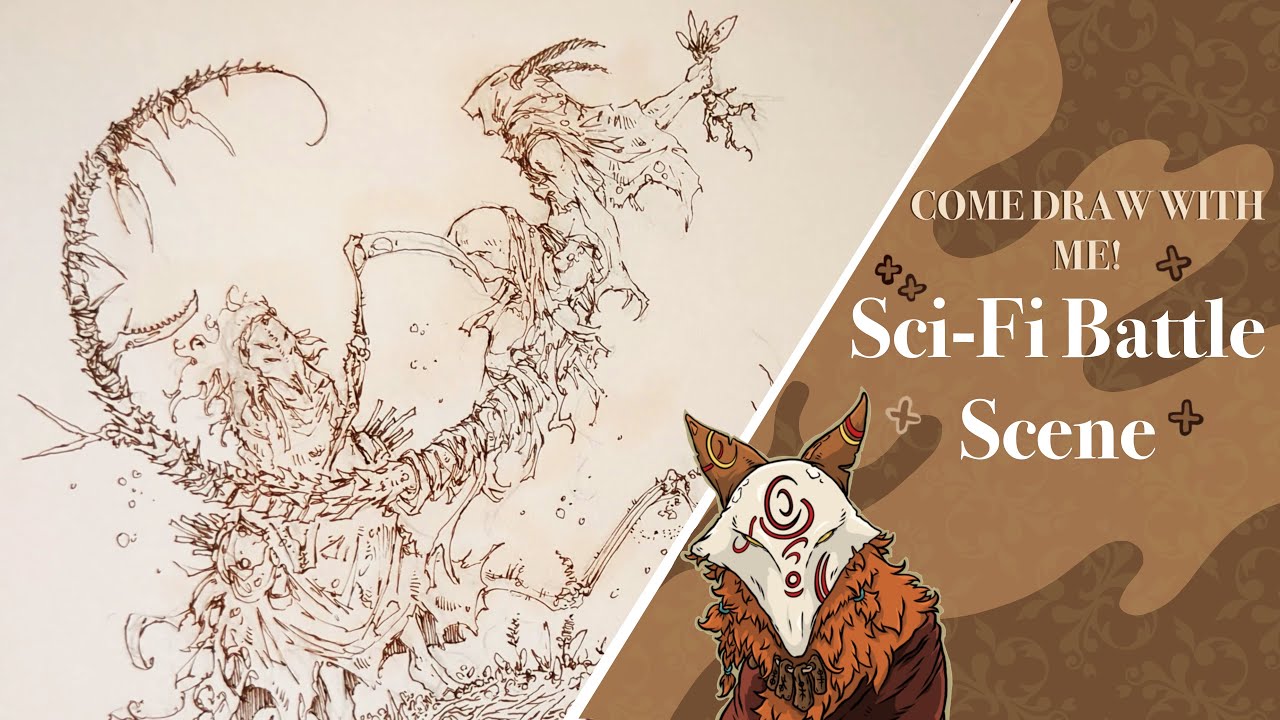 Sci-Fi Battle Sketch | Fantasy Character Design | Concept Art Tutorial
