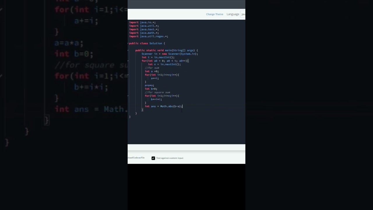 Project Euler #6: Sum square difference #hackerrank