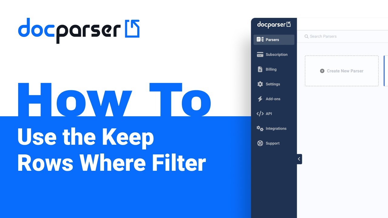 Docparser Academy: How to Use the Keep Rows Where Filter