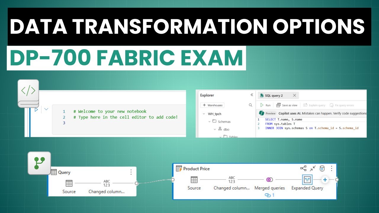 DP-700 Data Transformation Options in Fabric