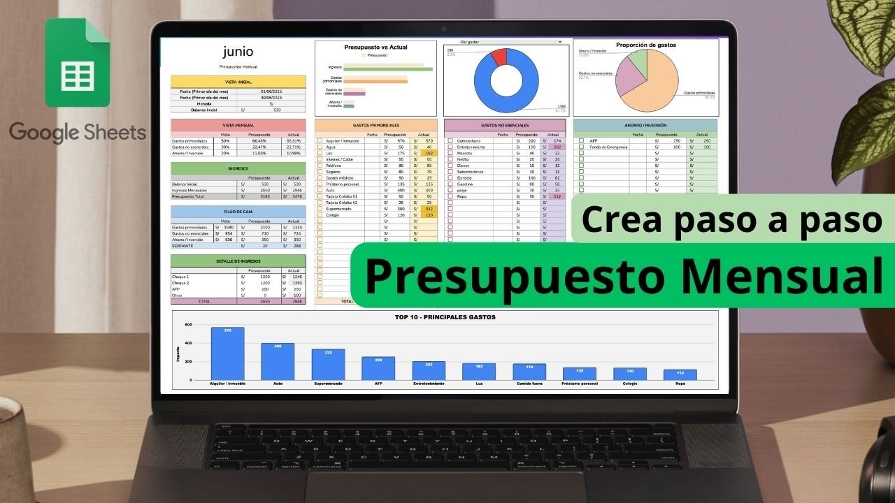 ¡Como crear tu presupuesto personal mensual en Google Sheet fácil!