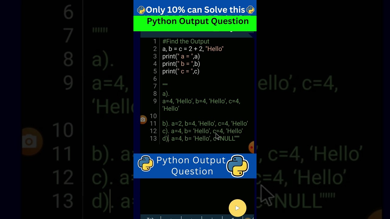 only 10% can Do | Guess the Output | Python Output Question #coding #pythonprogramming #rkt sir