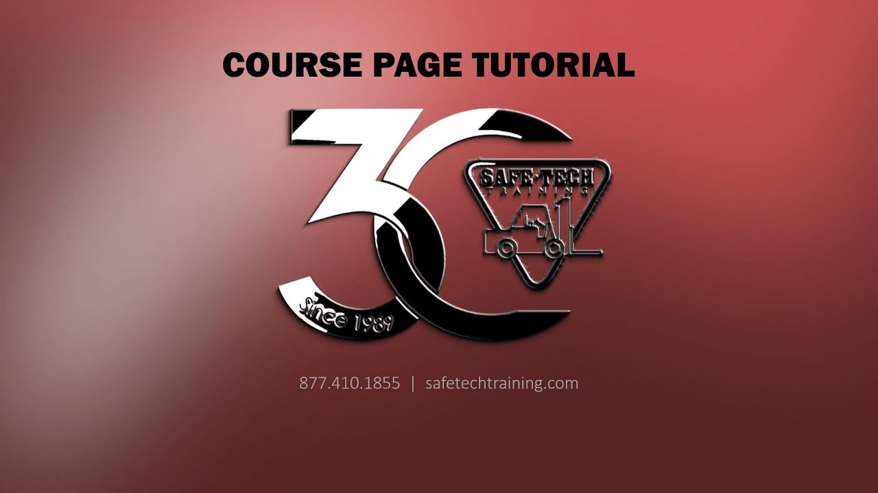 Safe-Tech Training Course Page Tutorial