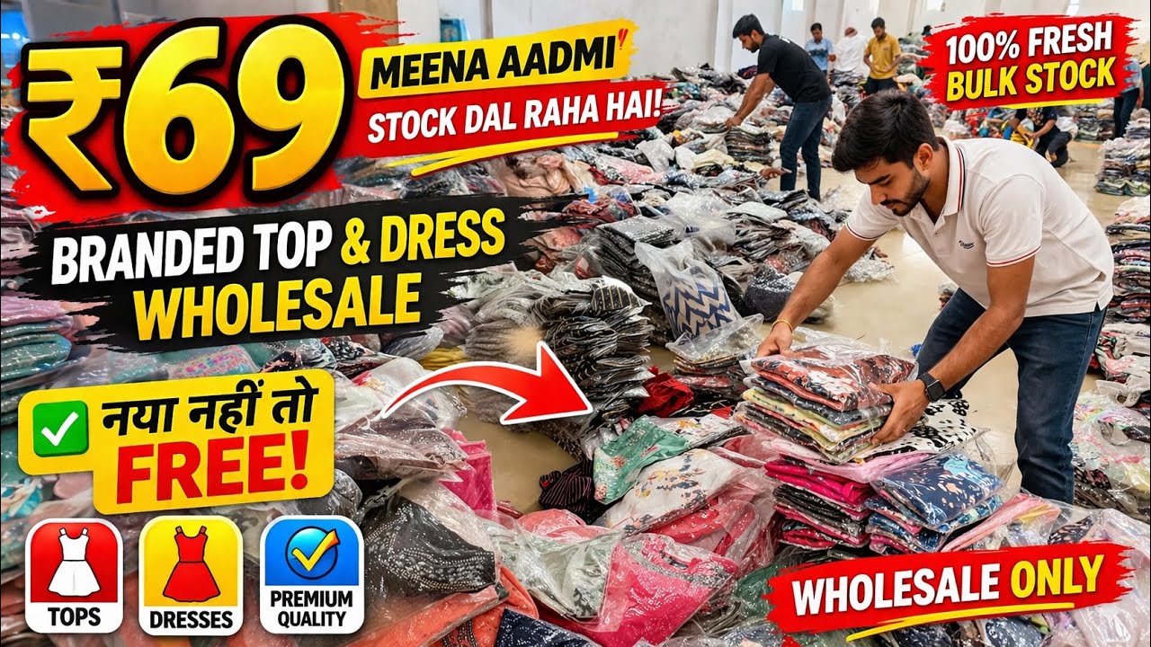 ₹69/- 100% Fresh Branded Top Dress Wholesale| Brand Surplus warehouse | Ladies Kids Clothing