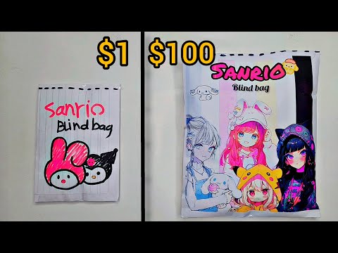 $1 VS $100 BLIND BAG! | sanrio edition | ASMR | blind bag sanrio/diy