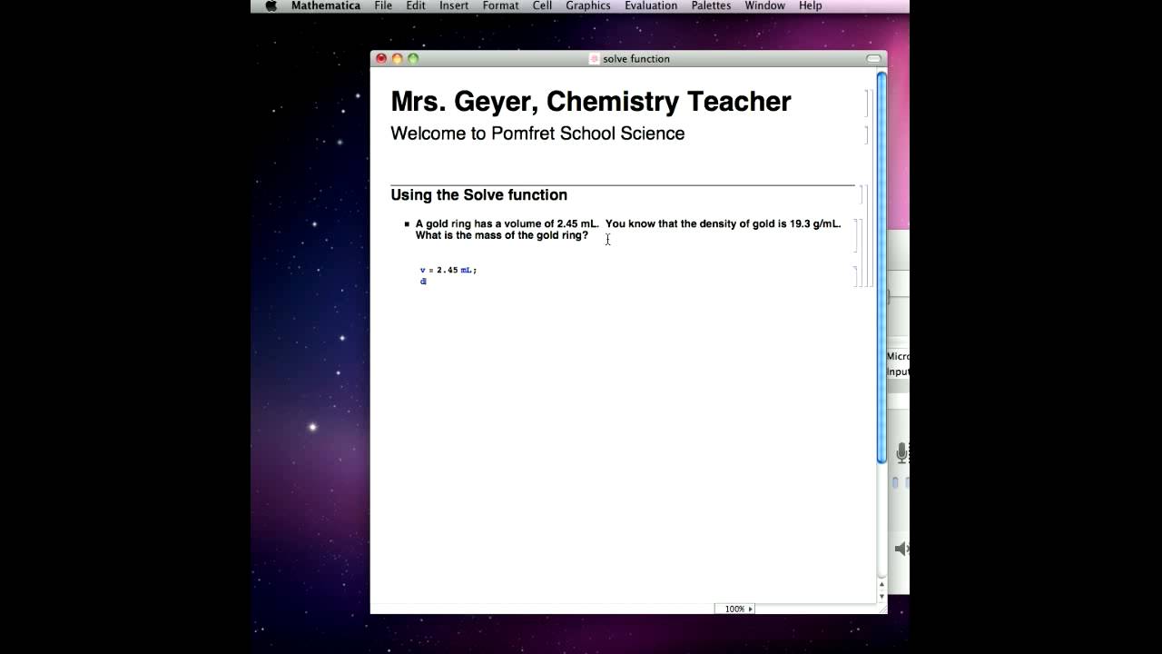 Using the Solve Function in Mathematica