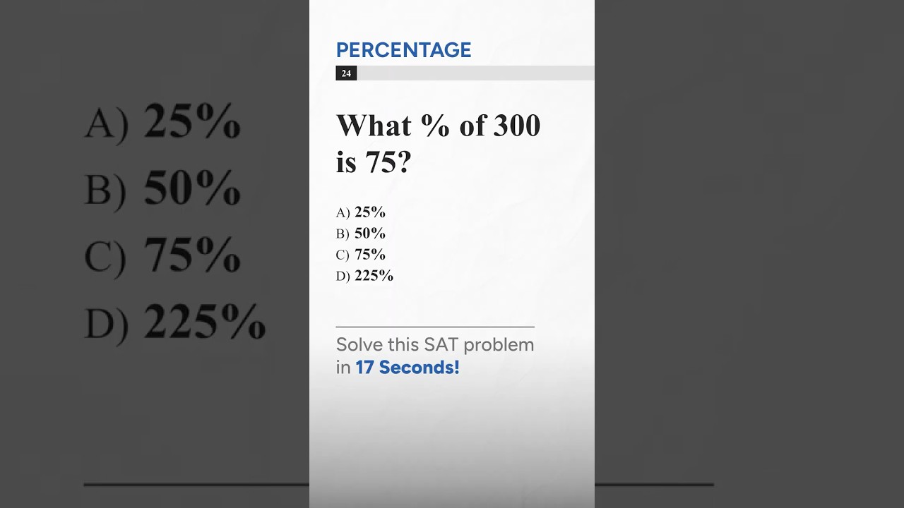 Percentage of 300: What’s 75? Quick SAT Math Tip | SAT Prep Made Easy! #percent