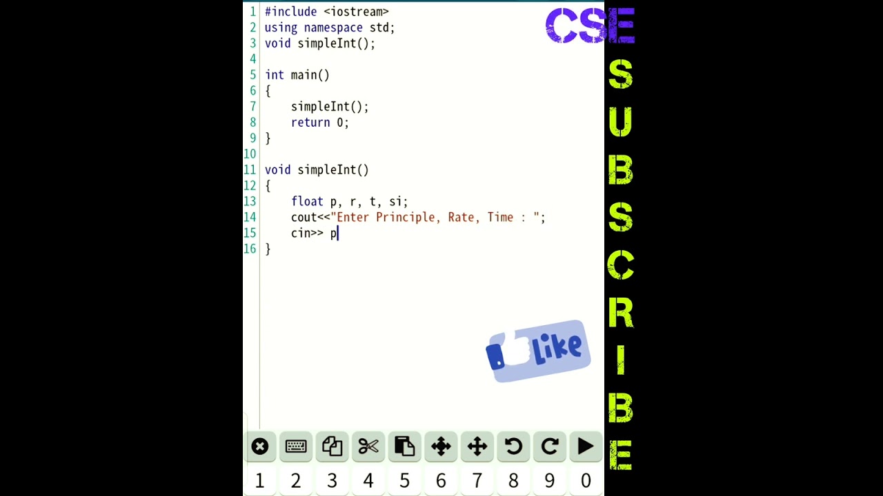 Simple Interest using No Argument & No Return Value Function | C++program#shorts #viral @ankitanant