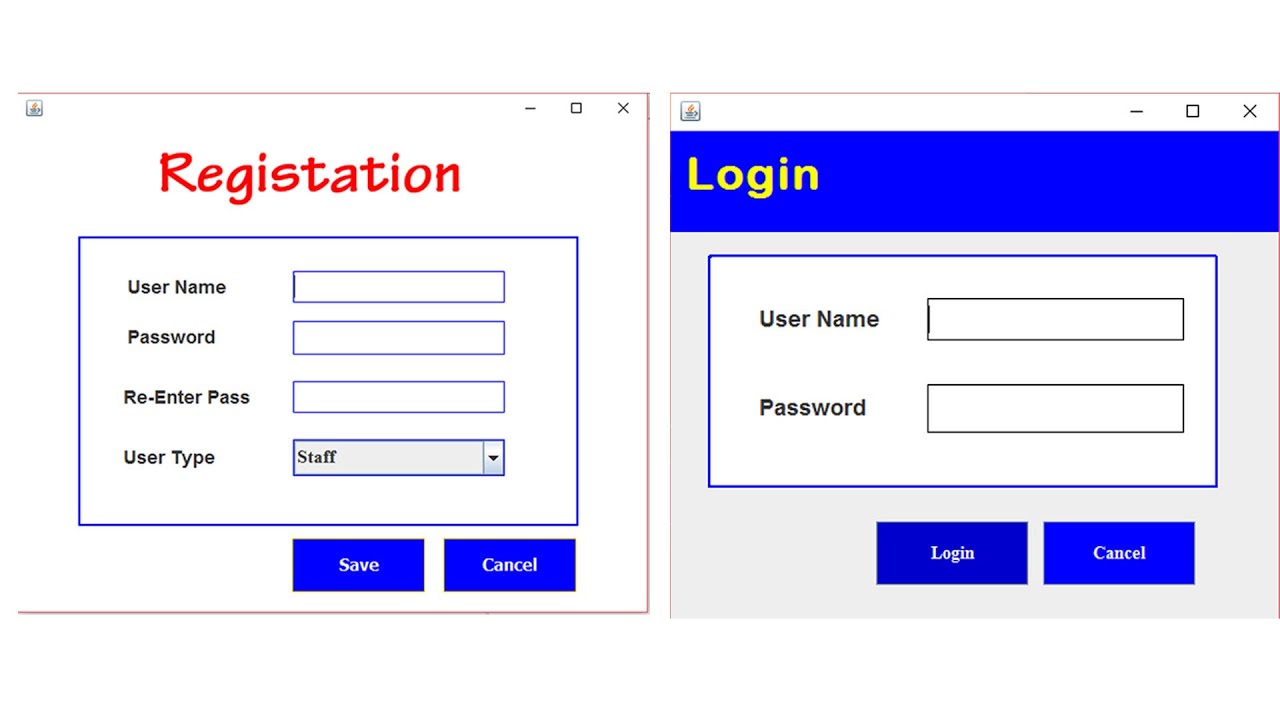 Design Registation and Login Forms using Java Netbeans