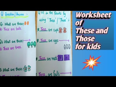 Use of These and Those||Worksheet for kids in English|Children Creations