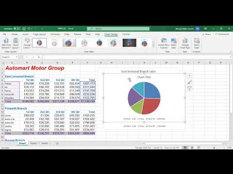Pie chart from 2 different columns non adjacent