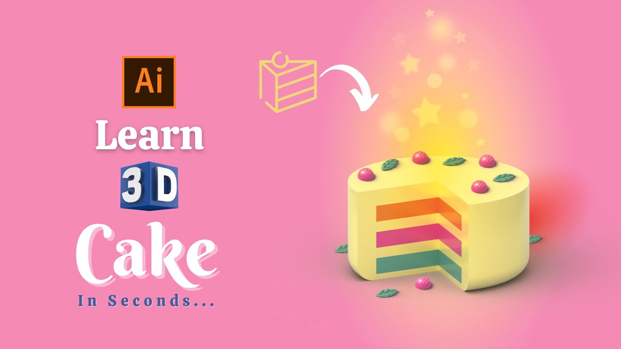 #adobe | ADOBE ILLUSTRATOR TUTORIALS | HOW TO MAKE 3D CAKE IN SECONDS IN ADOBE ILLUSTRATOR