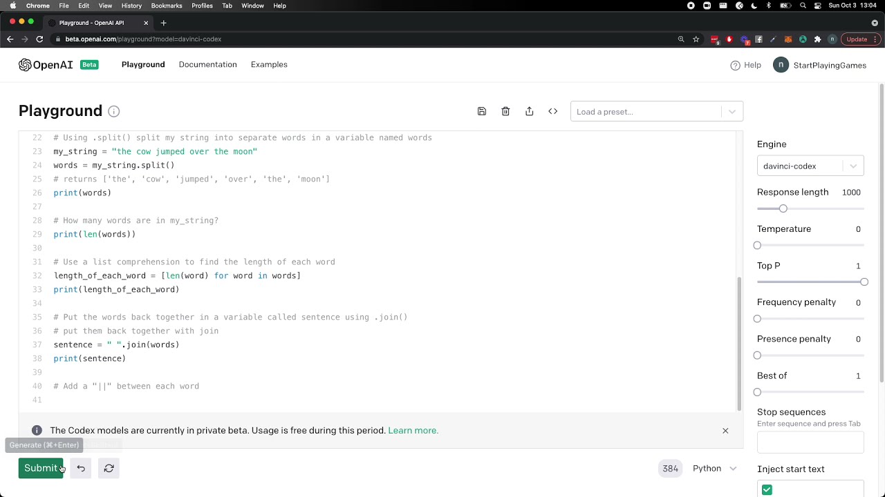 Openai Codex Writes Simple Python - With Some Help ;)