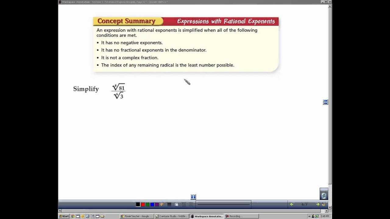 Algebra 2 Section 5 7 Rational Exponents