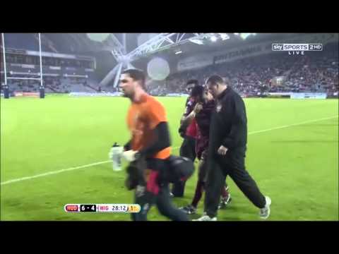 Huddersfield v Wigan - Sam Tomkins Try (& Jeff Lima headclash)