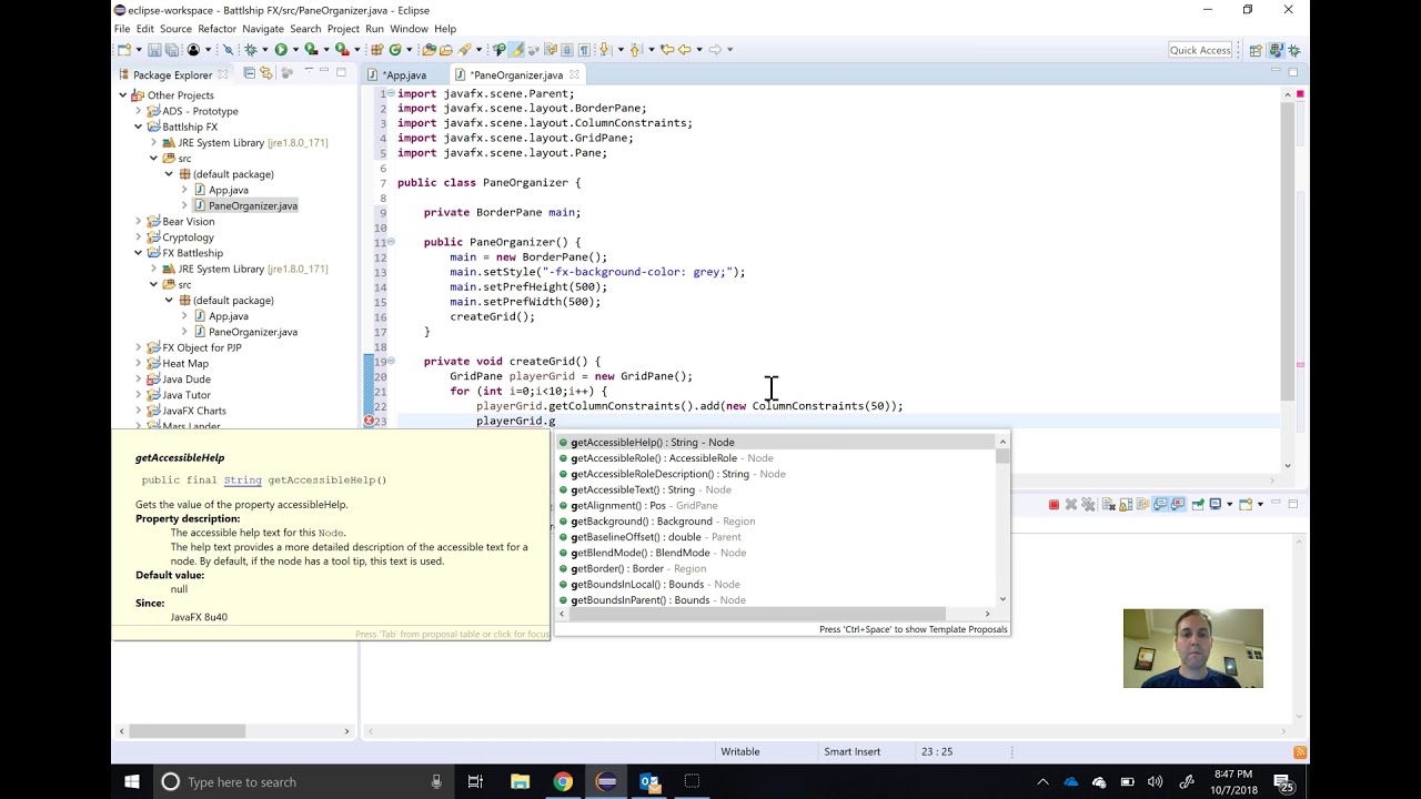 Using JavaFX for Battleship