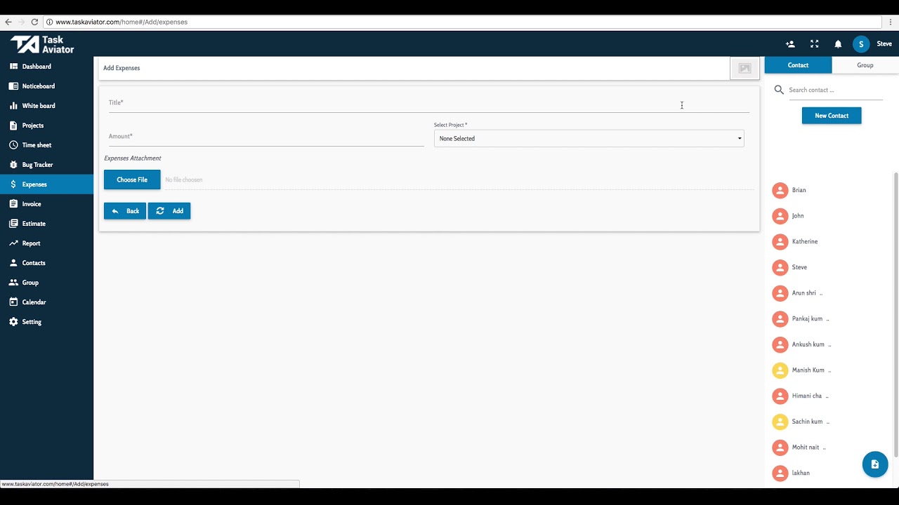 Tutorial 6 Expense | Task Aviator | Project Management Tool