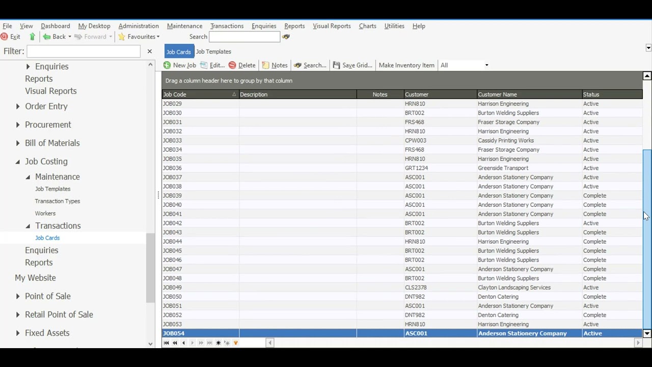 Sage 200 Evolution Job Card Templates