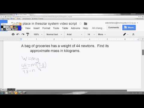 Calculating Mass and Weight