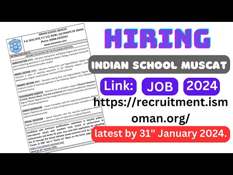 Current vacancy in Indian School Muscat for 2024 @abroadteacherjob