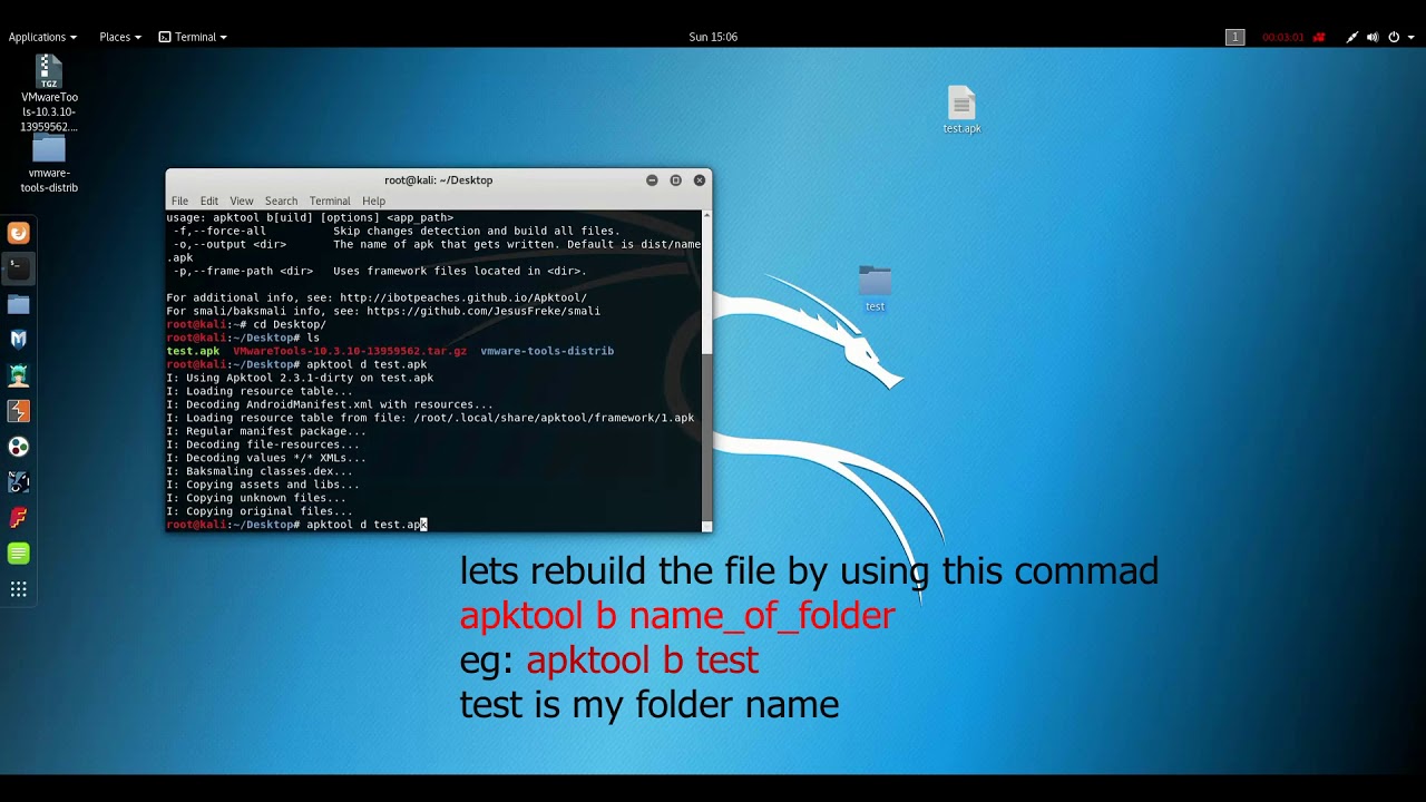 Reverse engineering APK (Android) files with Kali Linux apktool