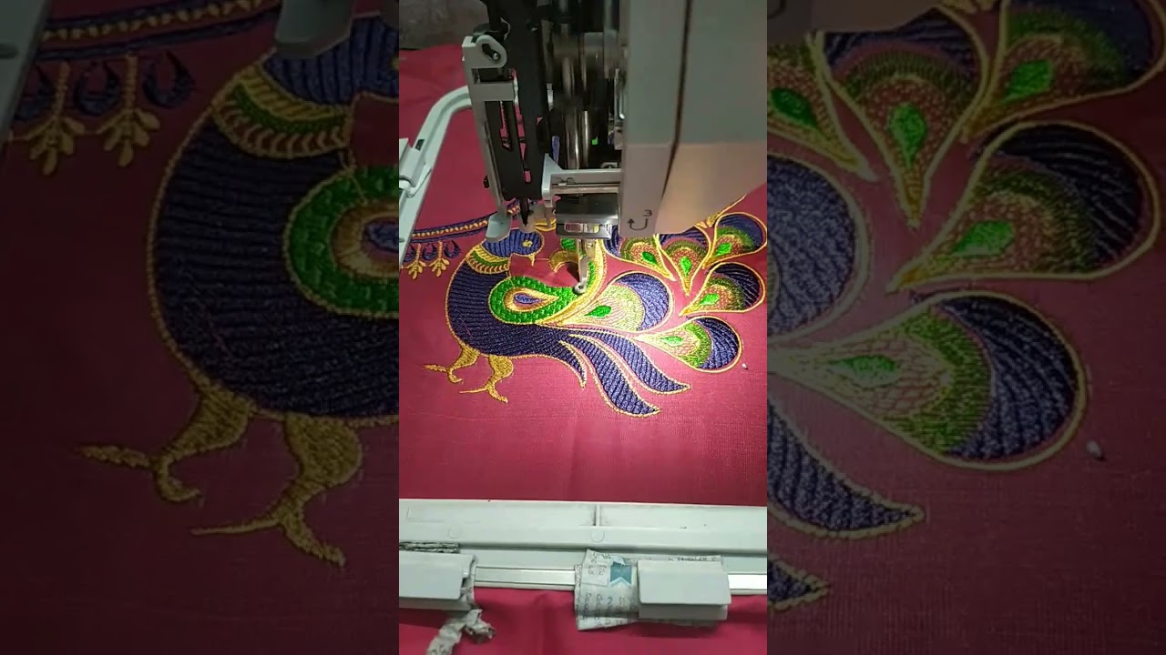 Beautiful peacock design with Usha 450e machine ll computer embroidery ll