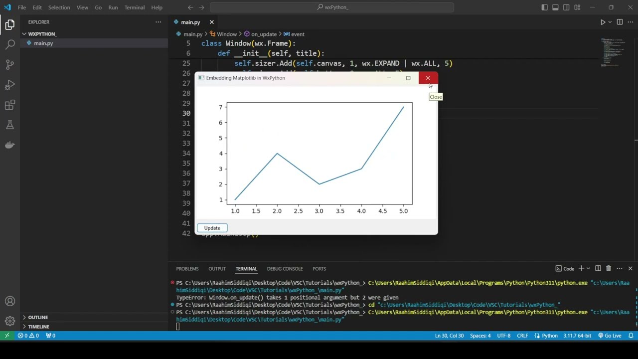 How to embed a Matplotlib graph into a wxPython Application