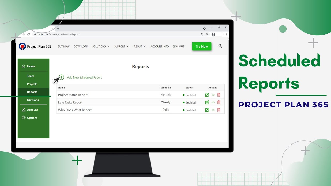 Schedule Reports with Project Plan 365
