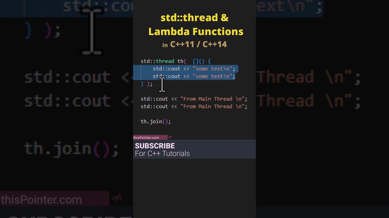 Create a Thread in C++ using Lambda Functions | C++11 / C++14 Tutorial |  #cpp #cpptutorial