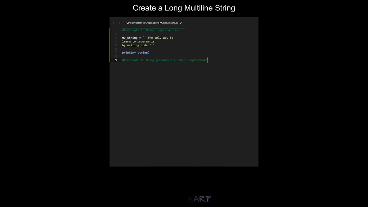 Create a Long Multiline String in Python | Python Examples | Python Coding Tutorial | Python