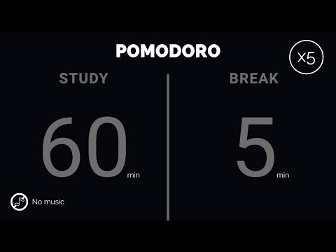 60 / 5 Pomodoro Timer - 4 hours study || No music - Study for dreams - Deep focus - Study timer