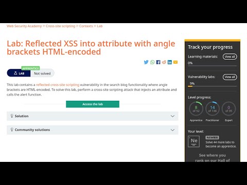 Web Security Academy | XSS | 7 - Attribute Angle Brackets HTML Encoded