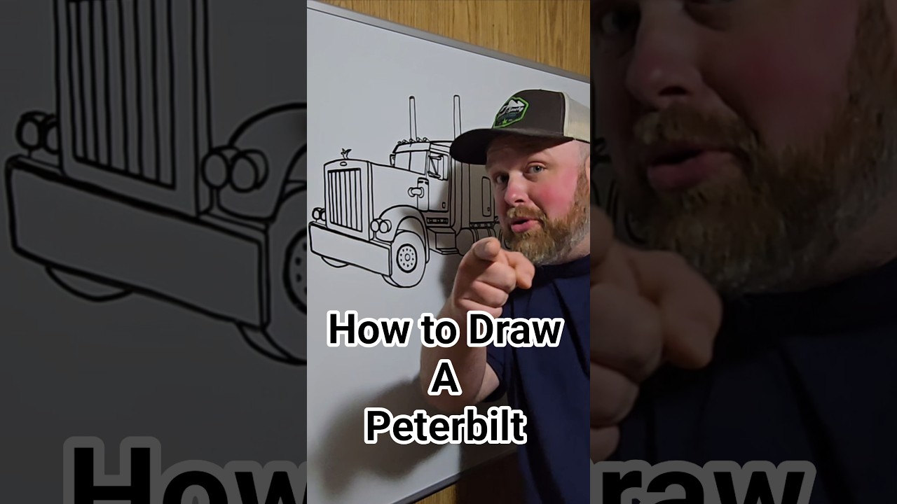 how to draw an old Peterbilt semi truck