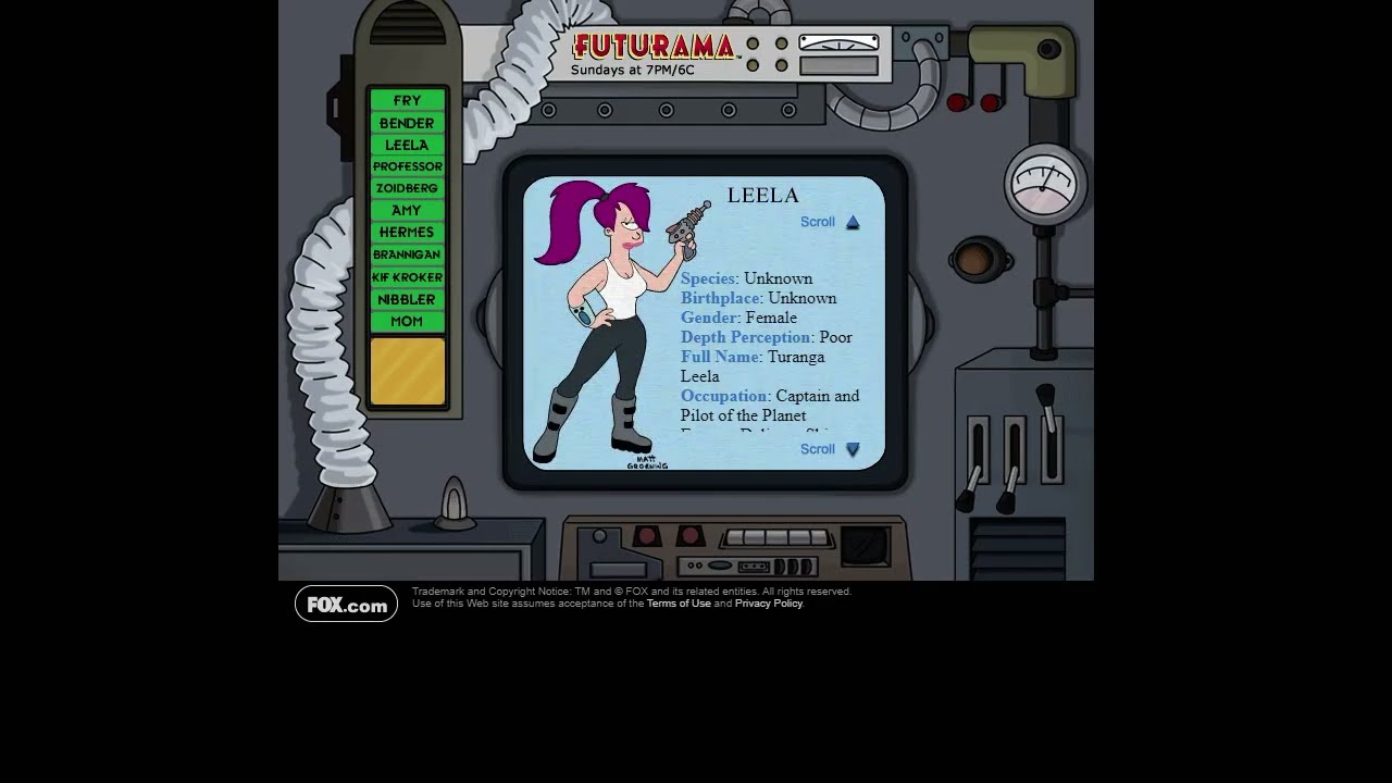 Futurama website in 2002