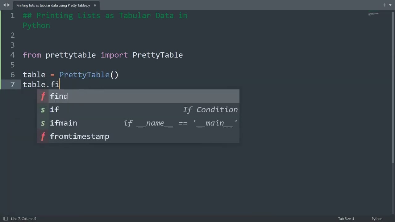 Printing lists as tabular data using pretty table in Python | Python Examples | Python Code Tutorial
