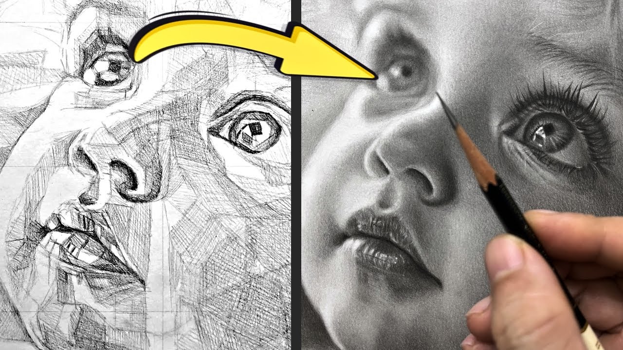 “Beginner to Pro✏️ Portrait Drawing | Graphite Pencil 14 Steps in 14 Minutes!