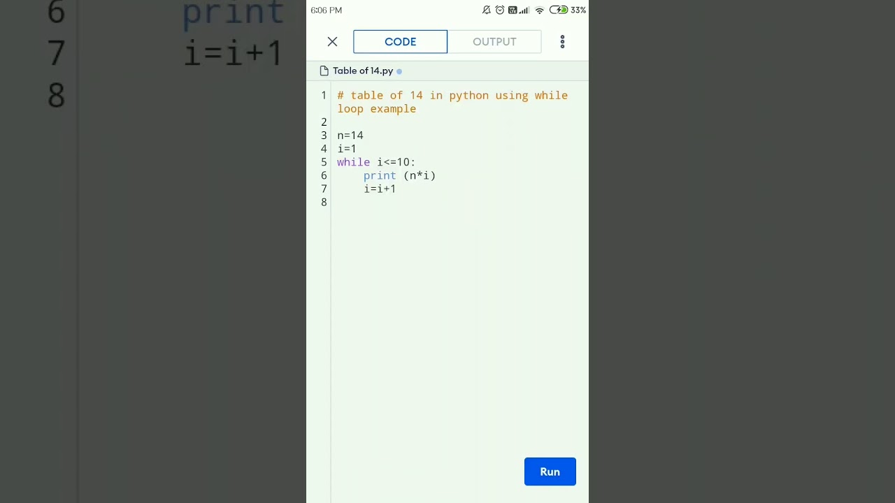 table of 14 in python using while loop example. #shorts #shortsvideo #viral