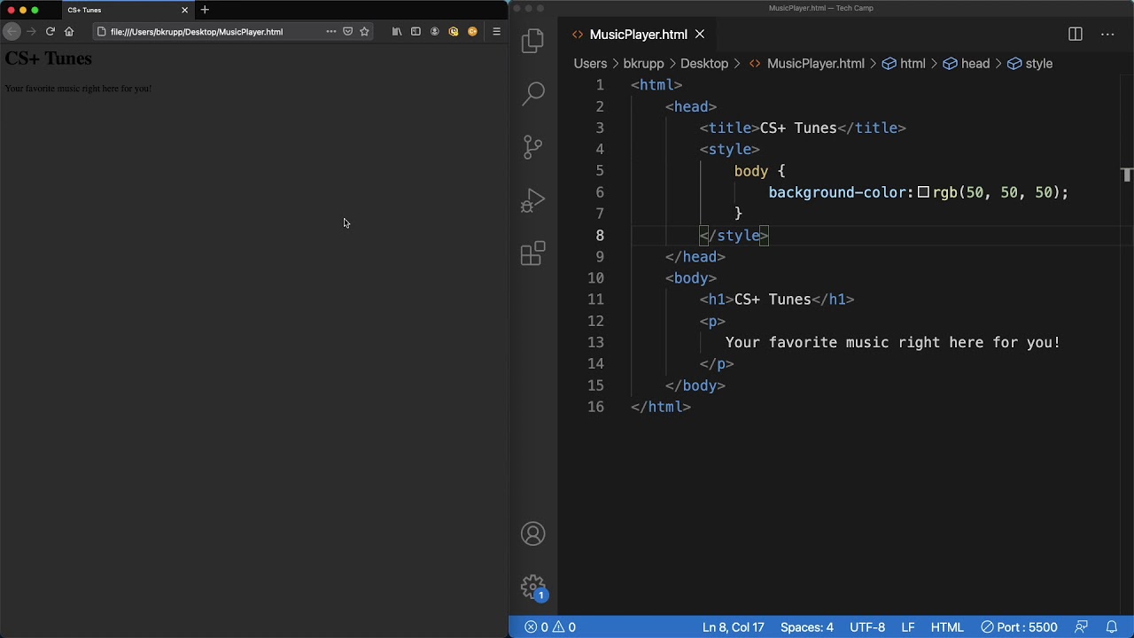 CS+ Making a Web Music Player - Part 1 (Baldwin Wallace University)
