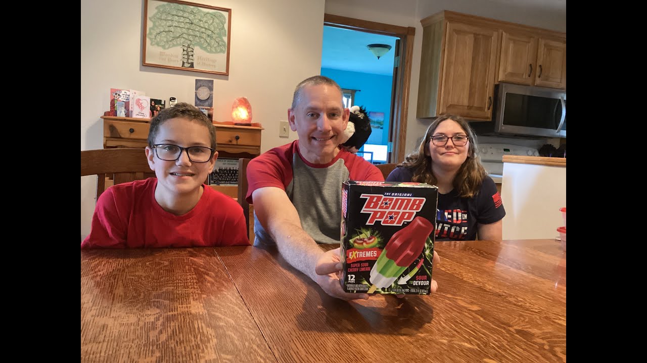 Bomb Pop Extremes- Super Sour Cherry Limeade! Super Sour and Sweet Combined!