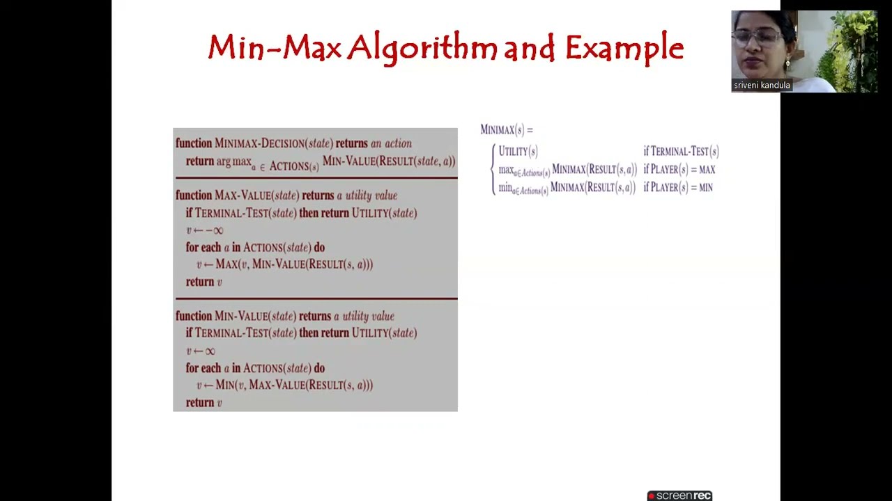 OPTIMAL DECISIONS IN GAMES /Min-Max Algorithm with example