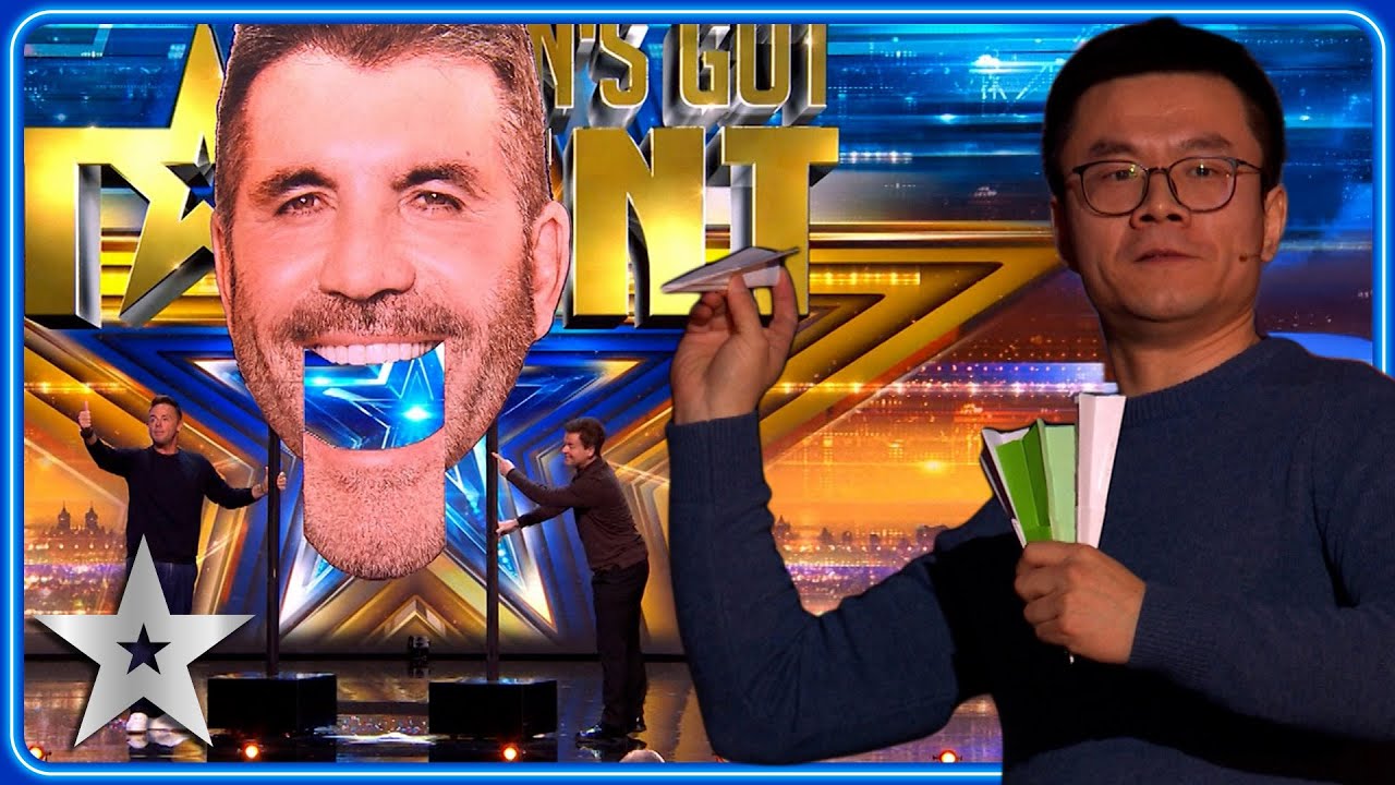 Yicheng Sun launches PAPER PLANE into Simon Cowell's MOUTH! | Auditions | BGT 2025