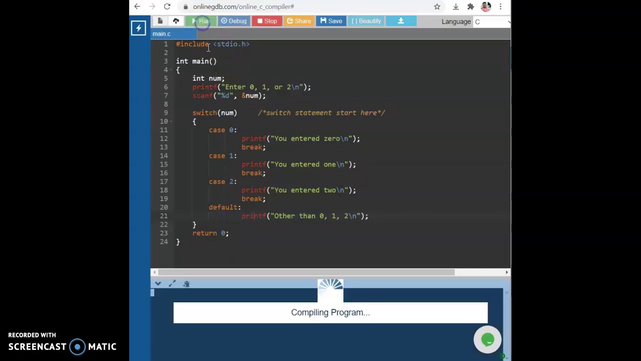 CIS3146: Week-2 Switch Case and While Loop Programming Example
