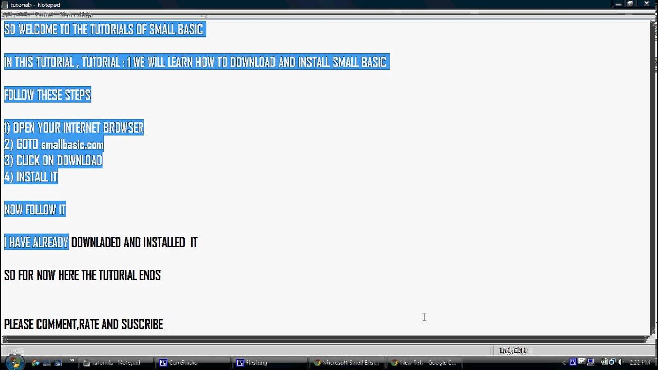 Small Basic Tutorials : 1 , Download and Install Small Basic