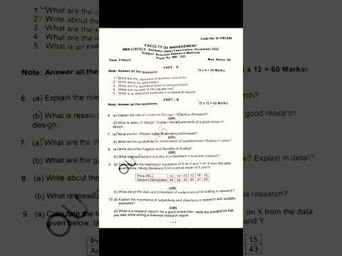 MBA 2nd sem | Business Research Methods | November 2022. #questionpaper