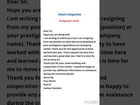 Resignation email | sample mail #emailetiquette