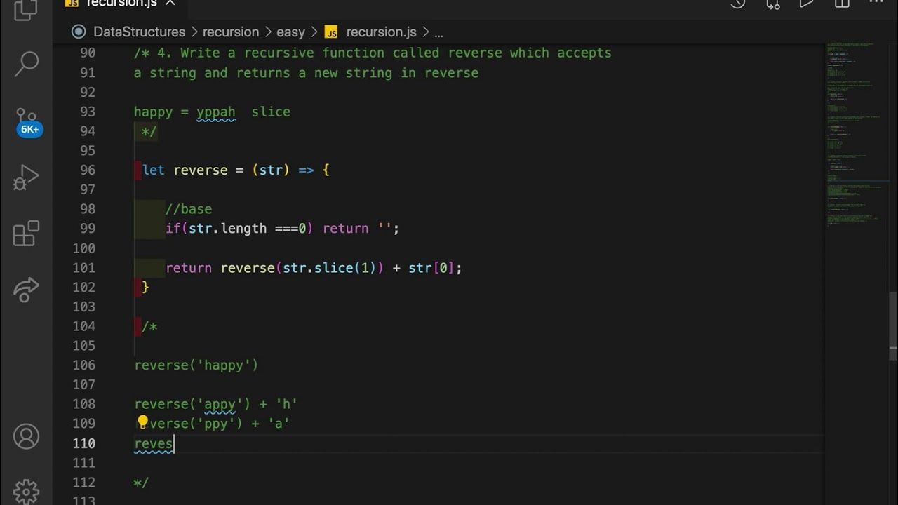 reverse string recursively in javascript