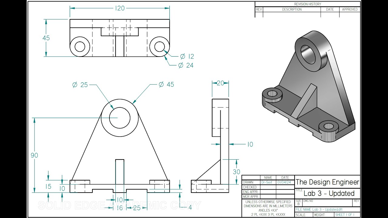 Solid Edge 2024 Tuturial - Lab 3   Updated