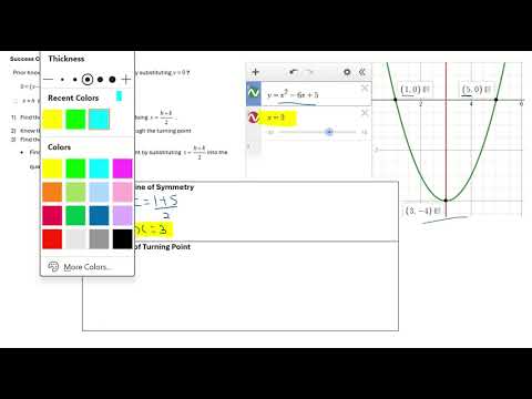 🎥 Find the Equation of Line of Symmetry and Coordinates of Turning Point of a Quadratic Graph 🎥