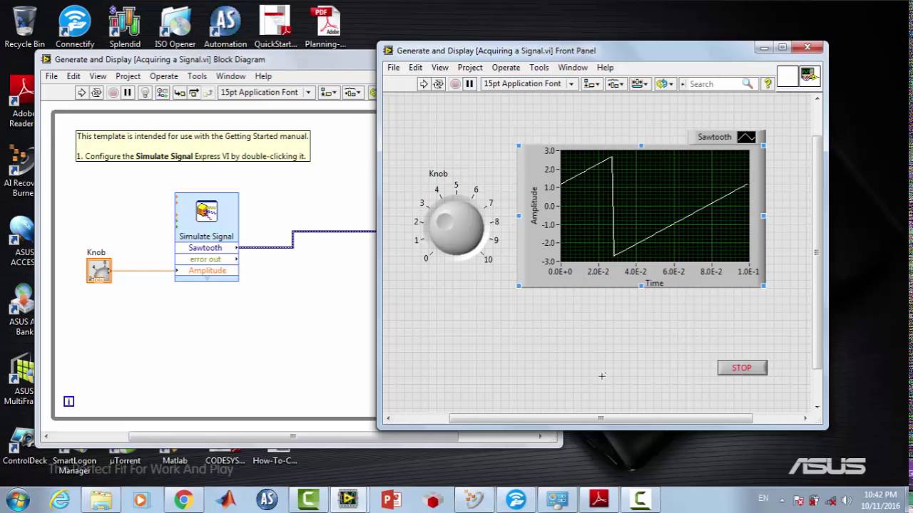 Getting Started with LabVIEW, 1.6 Running a VI