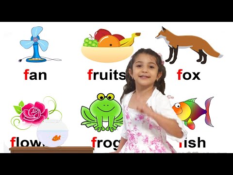 Letter F and words starting with f for kids